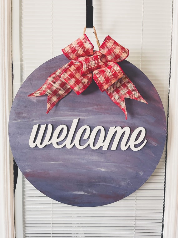 Door Hanger Hand Painted Wood Round Door Sign - Etsy