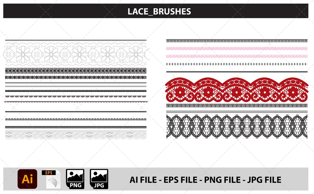 Lace Brushes Bundle - Fashion Flat Sketch, Fashion Templete, Tech Pack ...