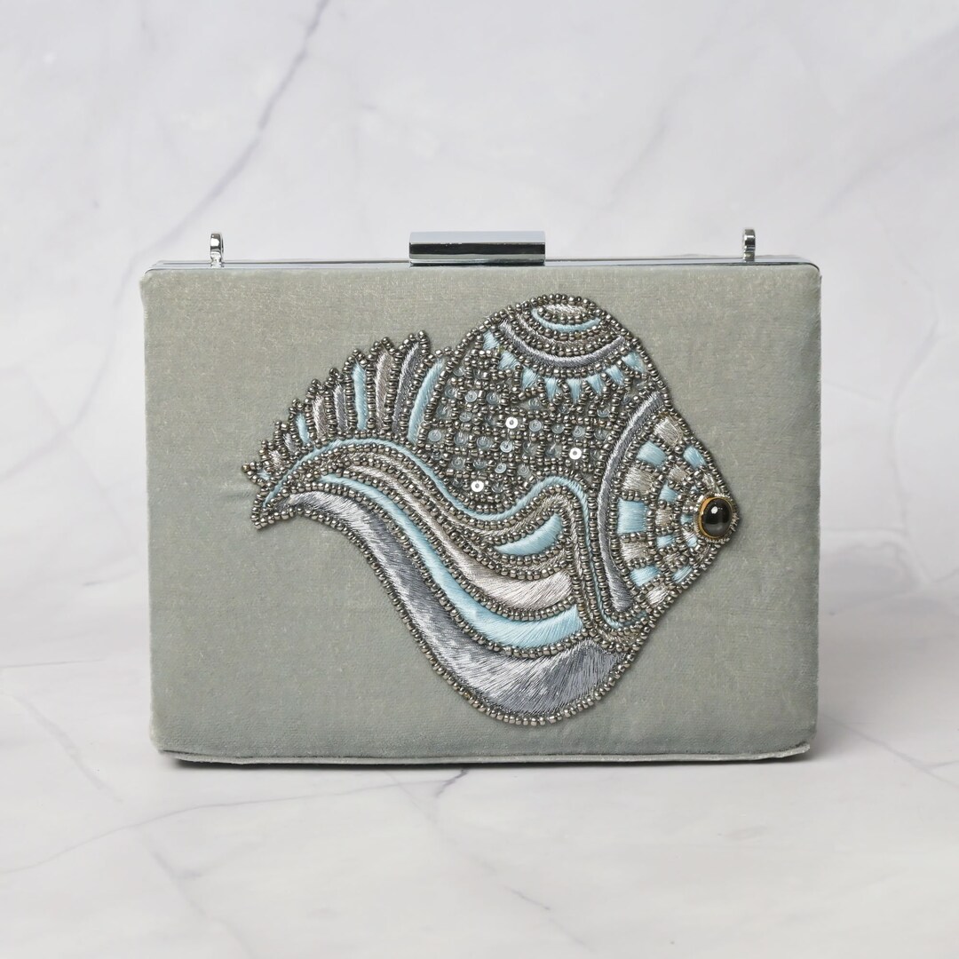 Gift Her a Hand-crafted Clutch Purse, Embroidered With Metallic Fleeces ...