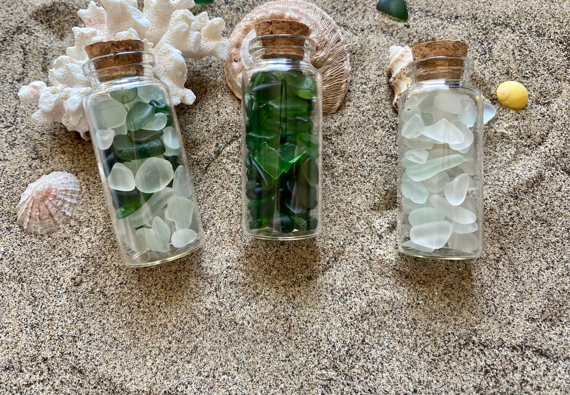 Sea Glass Jars - Beach - Sea Glass - Beach Treasures - Medium Size ...