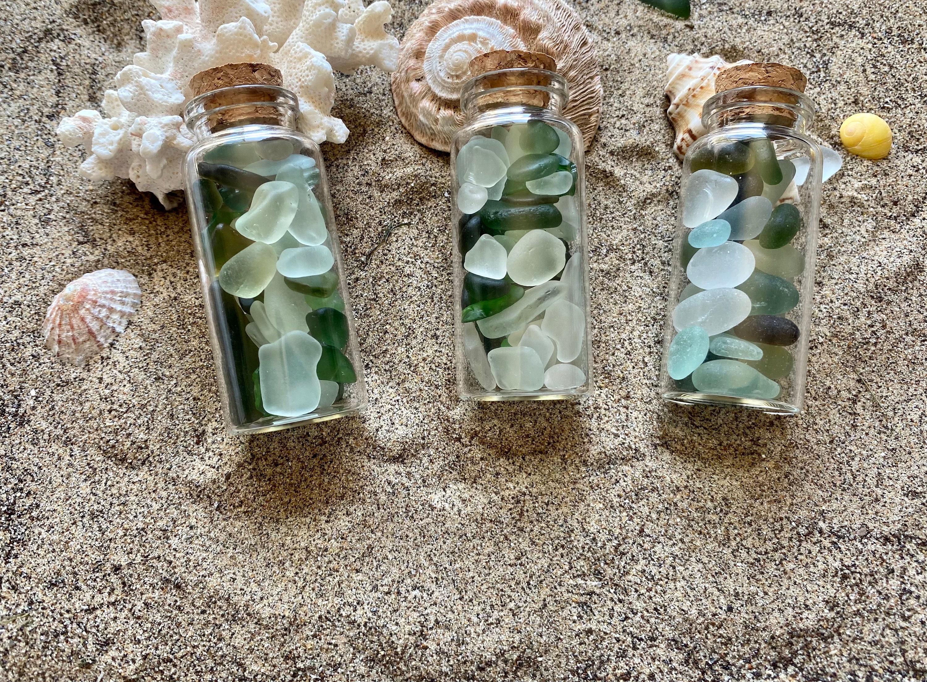 Sea Glass Jars - Beach - Sea Glass - Beach Treasures - Medium Size ...