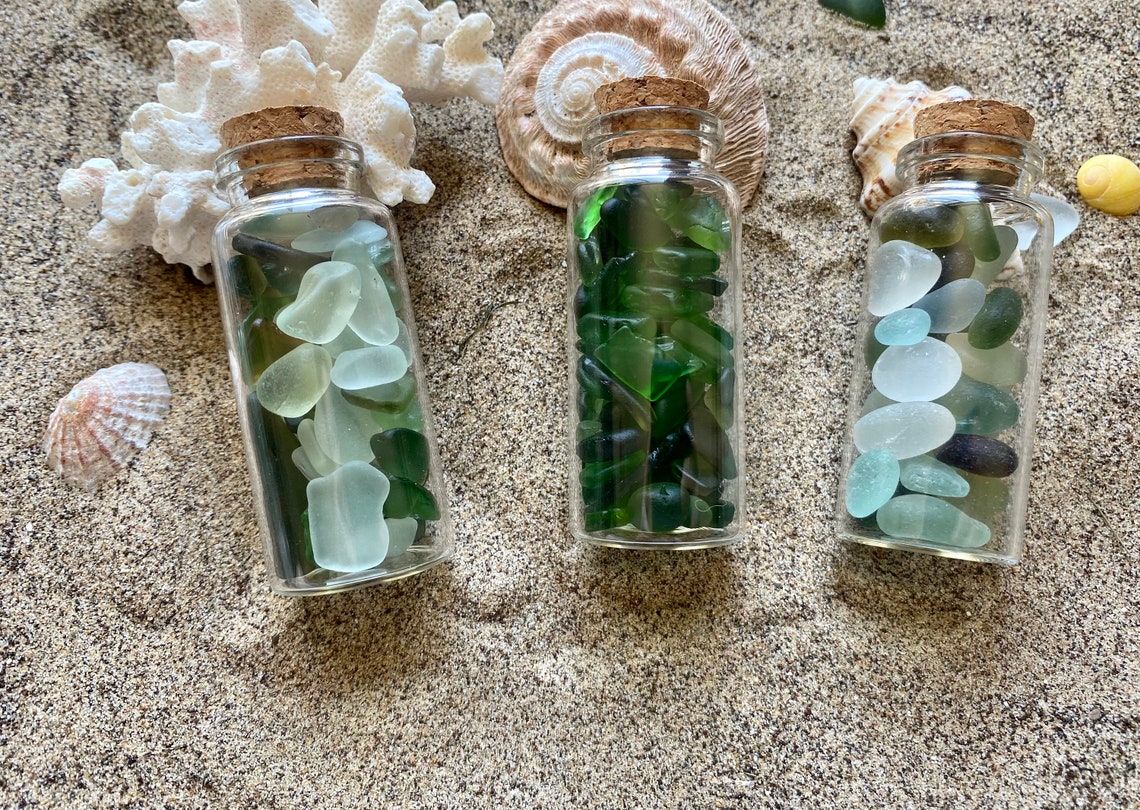 Sea Glass Jars - Beach - Sea Glass - Beach Treasures - Medium Size ...