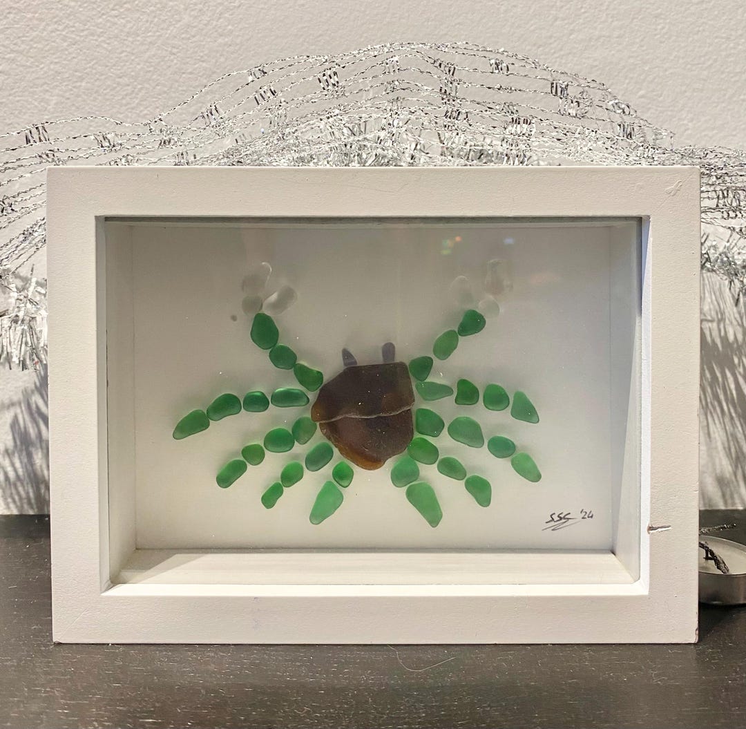 Crab Medium Seaglass Frame - Custom Made Art - Seaglass Jewellery ...