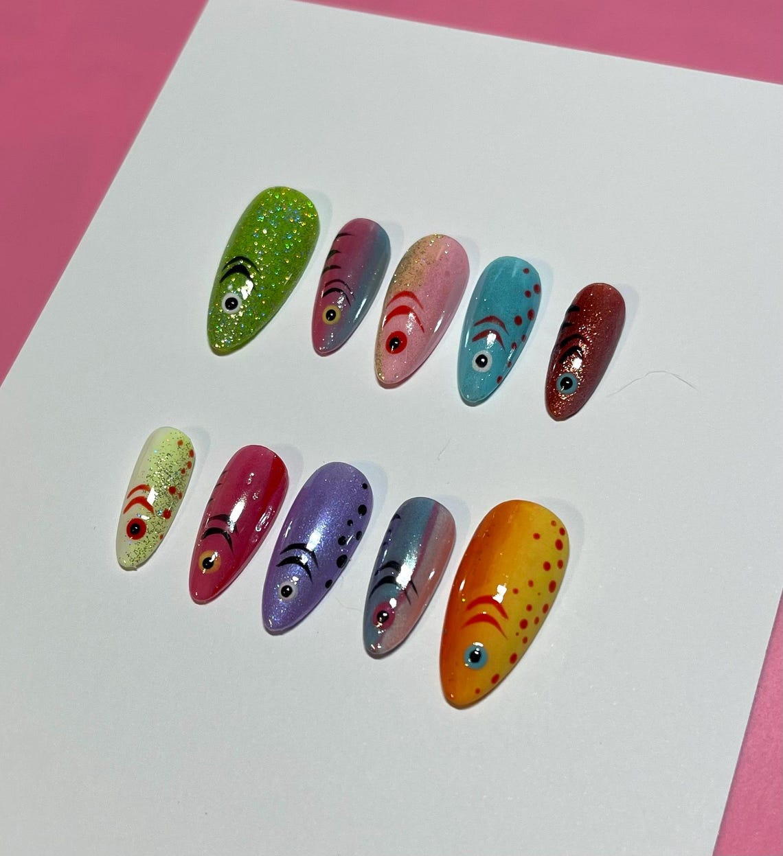 Fishing Lure Press-ons | Reusable Premium Handmade Press-on Nails ...