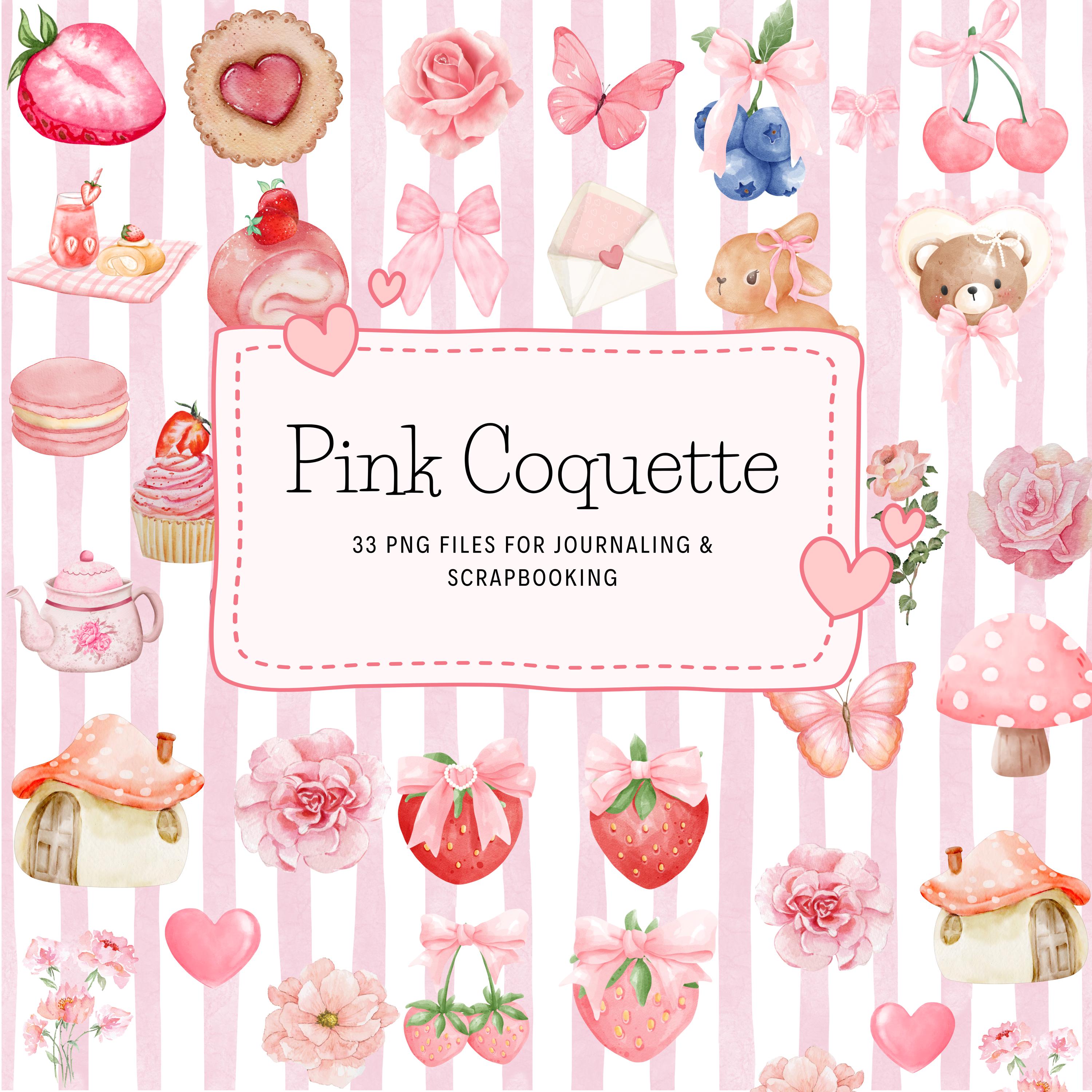 Pink Coquette Digital Clipart | Transparent Printable Valentines PNG ...