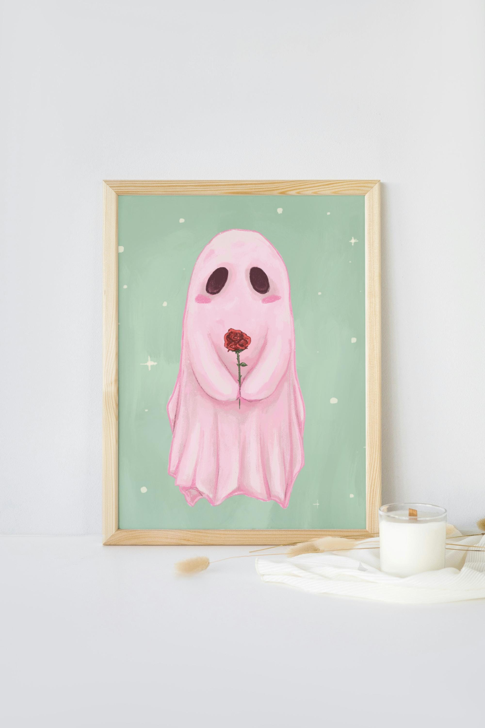 Pastel Goth Ghost Print | Cute Pink Ghost Spirit With Rose - Etsy