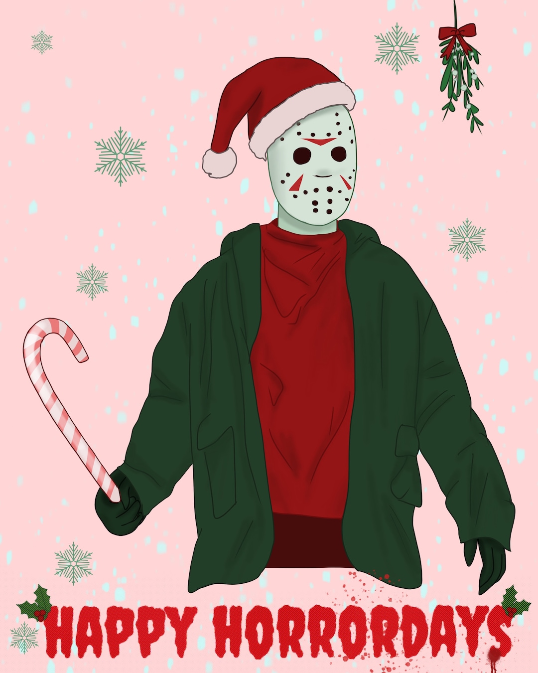 Happy Horrordays | Friday the 13th Jason Vorhees Christmas Holiday Art ...