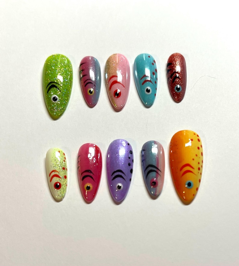 Fishing Lure Press-ons | Reusable Premium Handmade Press-on Nails ...