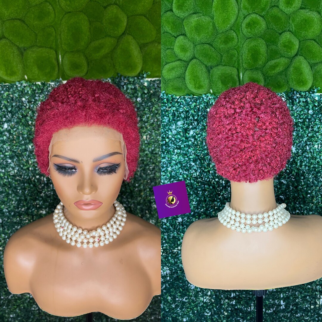 Burgandy Short Natural Haircut Wig,afro Kinky 4c Hair Wig, Big Chop Wig ...