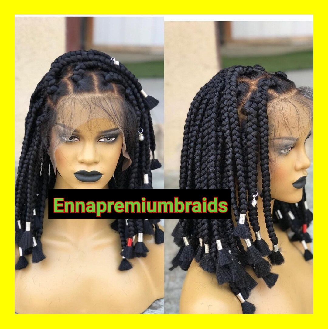Short Jumbo Box Braided Wig frontal Full Lace Braids Braided - Etsy