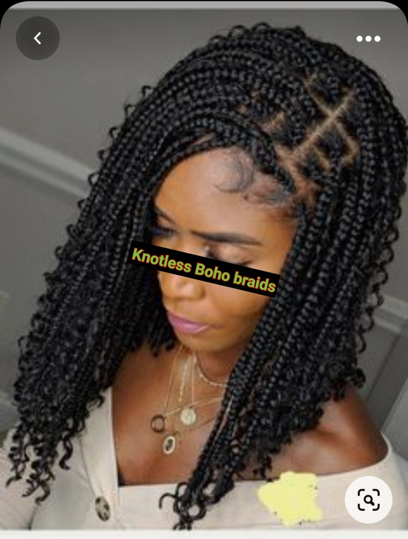 Boho Braided Wigs Short Knotless Braids Boho Knotless Braids Etsy Canada