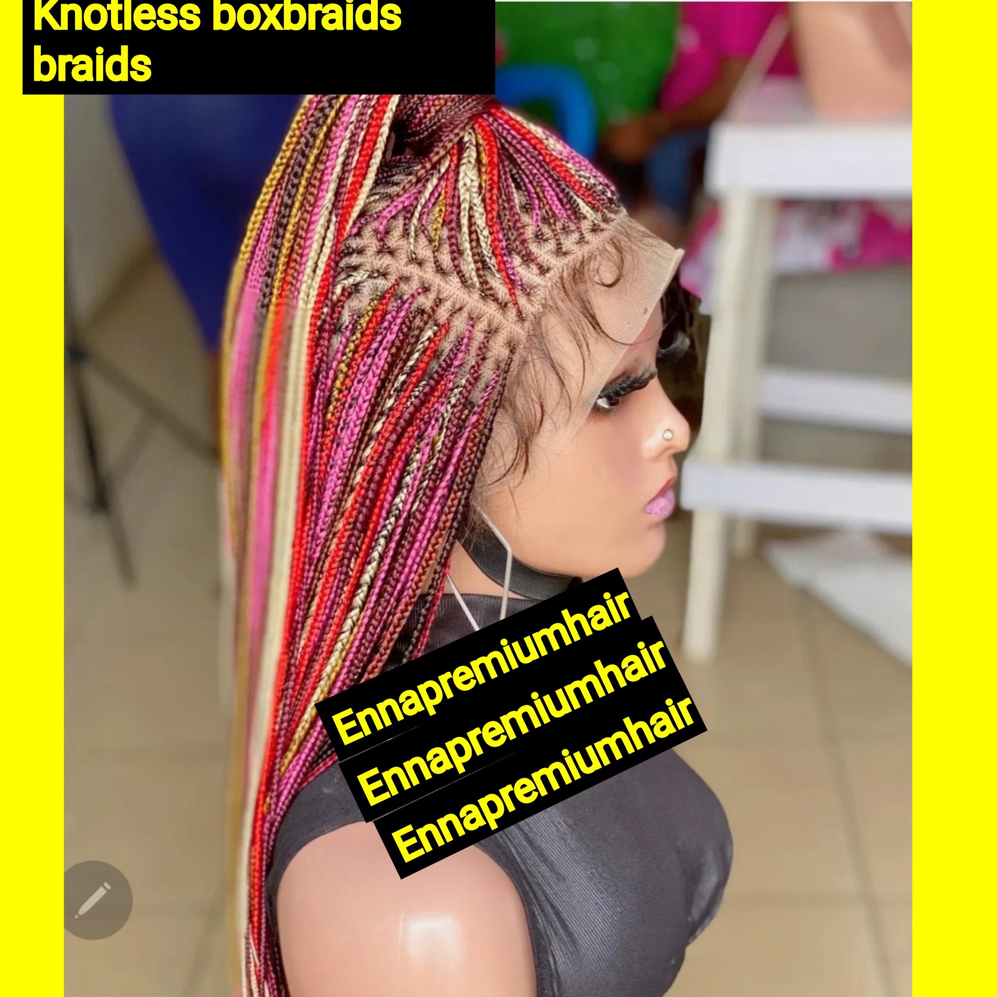 Knotless Braids Wig Knotless Wig Full Lace Knotless Box Etsy