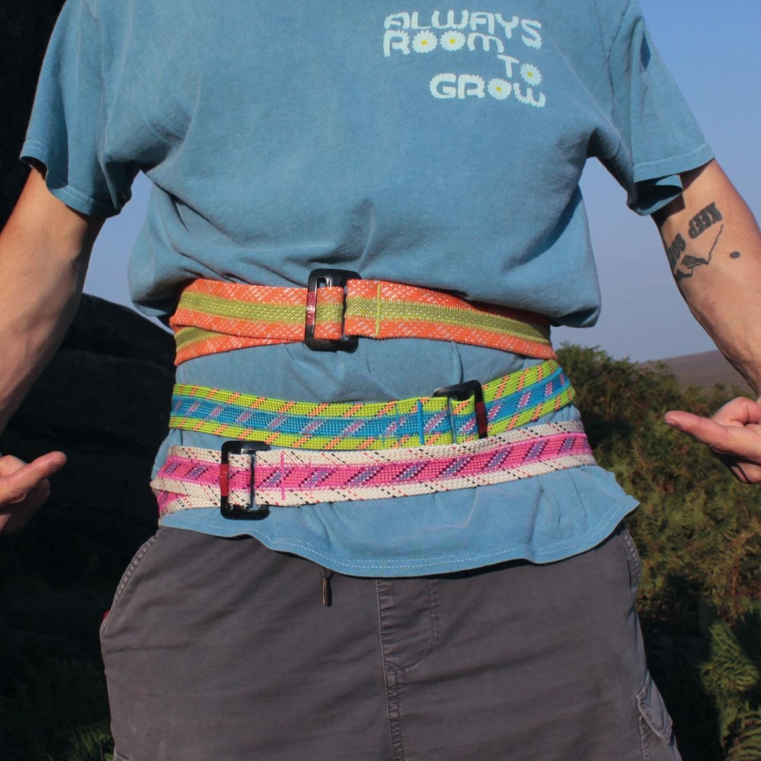 Recycled Climbing Rope Belt With Climbing Harness Buckle - Sustainable ...