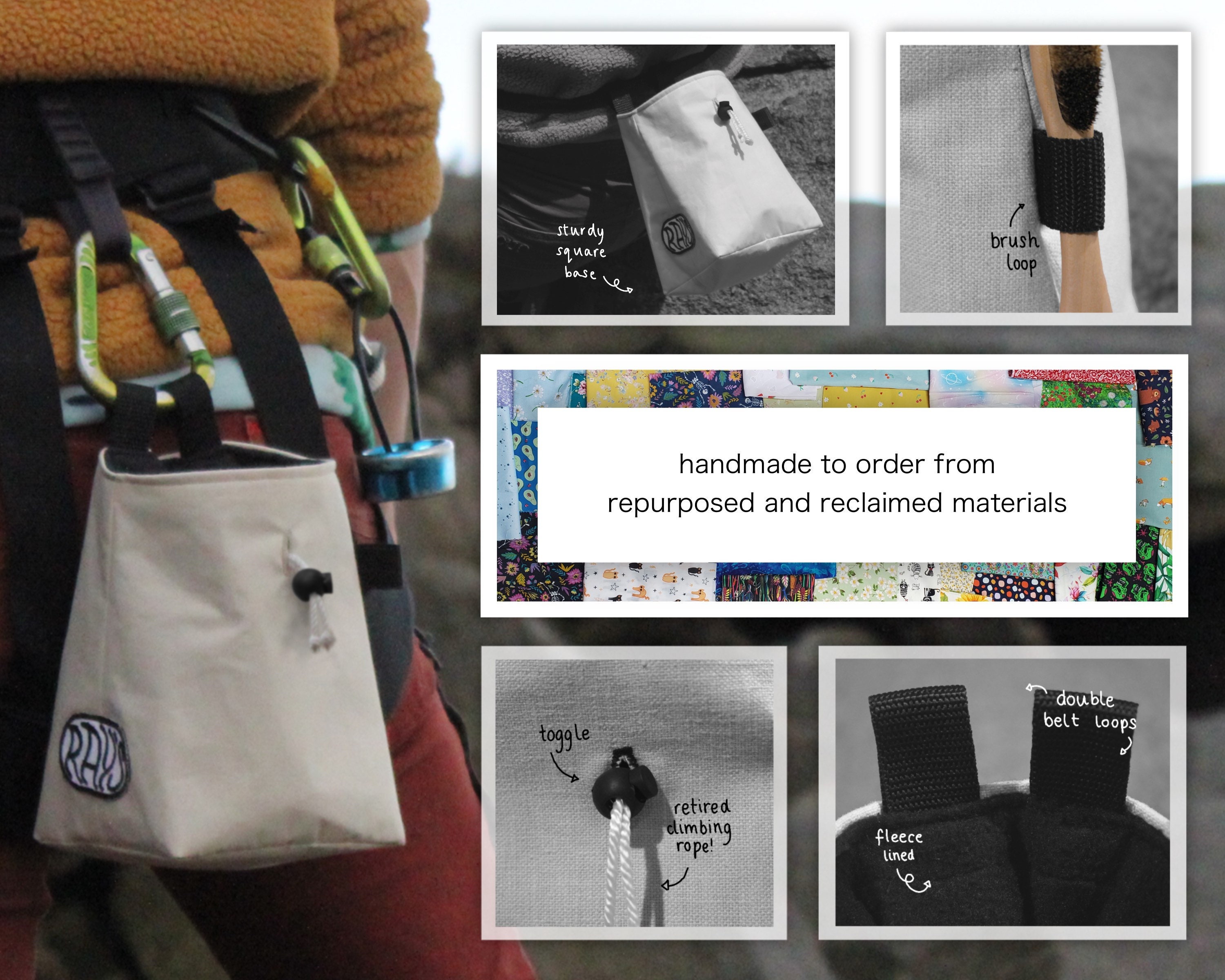 Chalk Bag for Climbing & Bouldering Handmade From Repurposed and ...