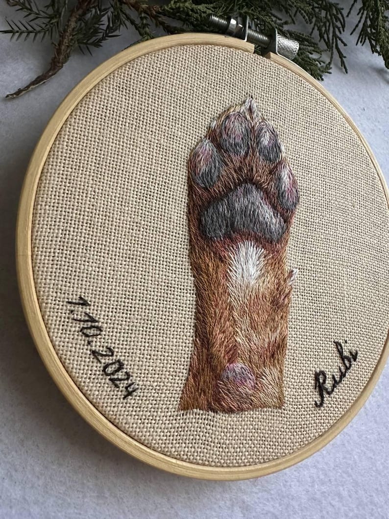 Custom Embroidery Paw | Custom Embroidered Dog Paw With Hoop Design ...