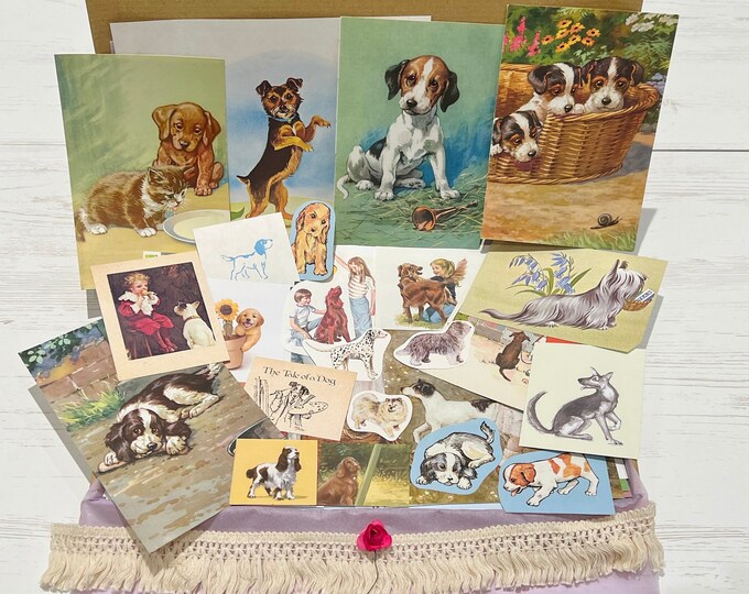 Vintage Ephemera Dogs & Puppies Themed X 100 Pieces Ephemera Cut Outs ...
