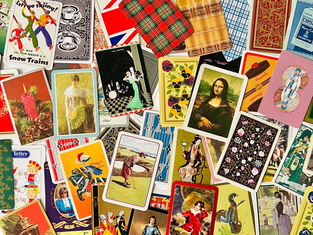 Vintage Playing Cards Set X 50 Swap Cards Retro Cards for Ephemera Junk ...