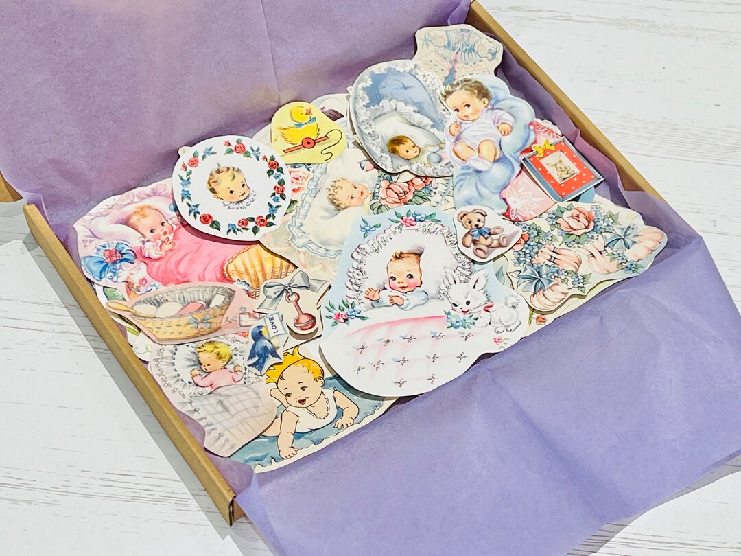 New Baby Ephemera Pack Vintage Greeting Cards Cut Outs X 50 - Baby ...