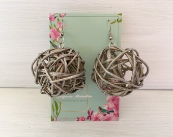 Rattan Ball Earrings | Etsy