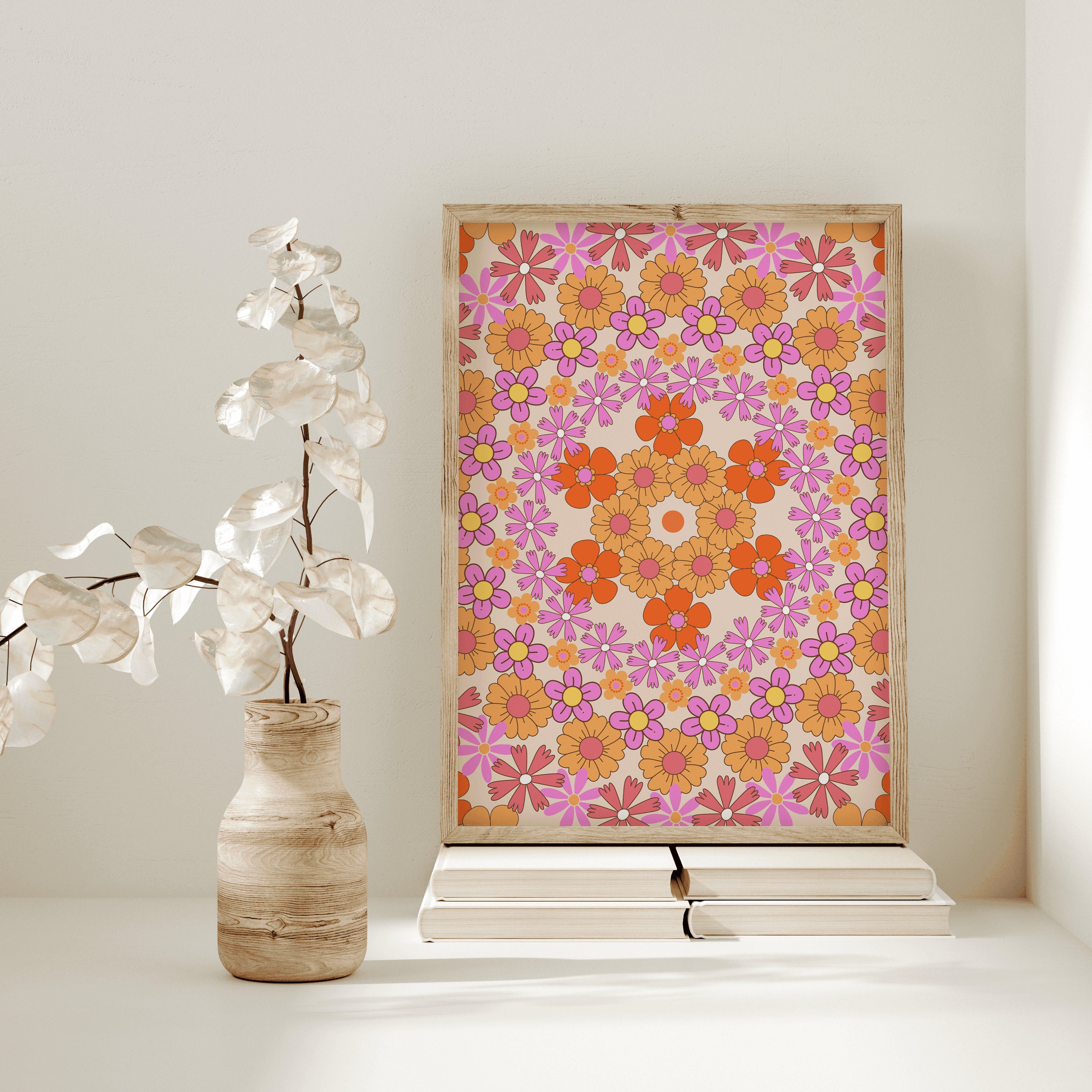70s Decor 70s Floral Pattern Print Retro Home Decor Hippie - Etsy