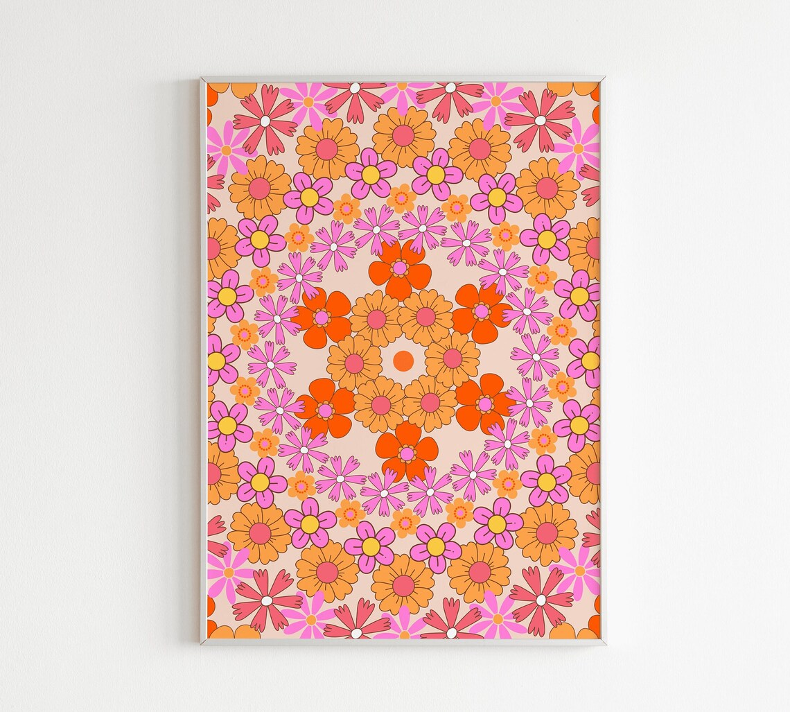 70s Decor 70s Floral Pattern Print Retro Home Decor Hippie - Etsy