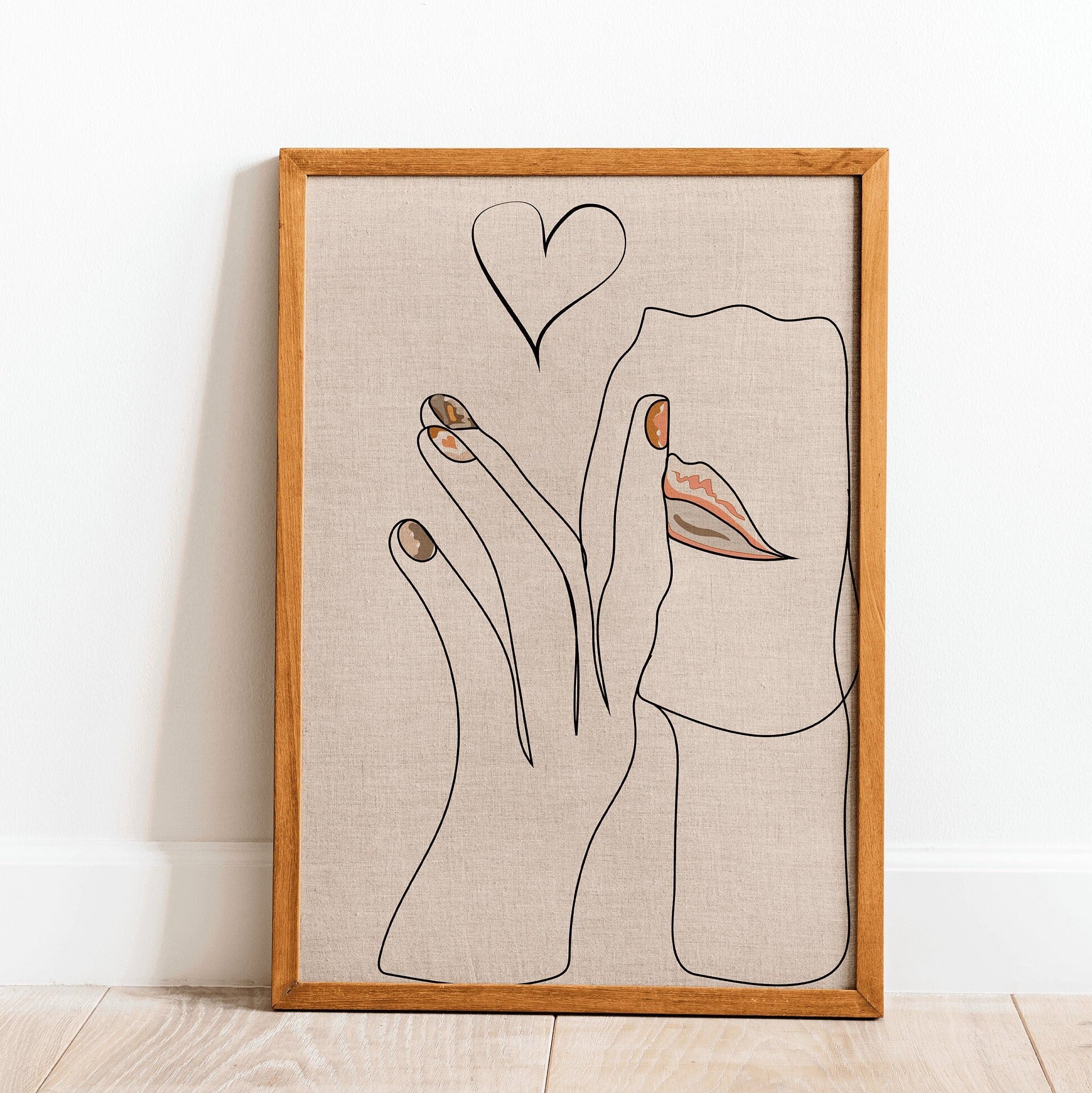 Woman One Line Art, Hand Line Drawing Print, Shhh Hush Female Face ...