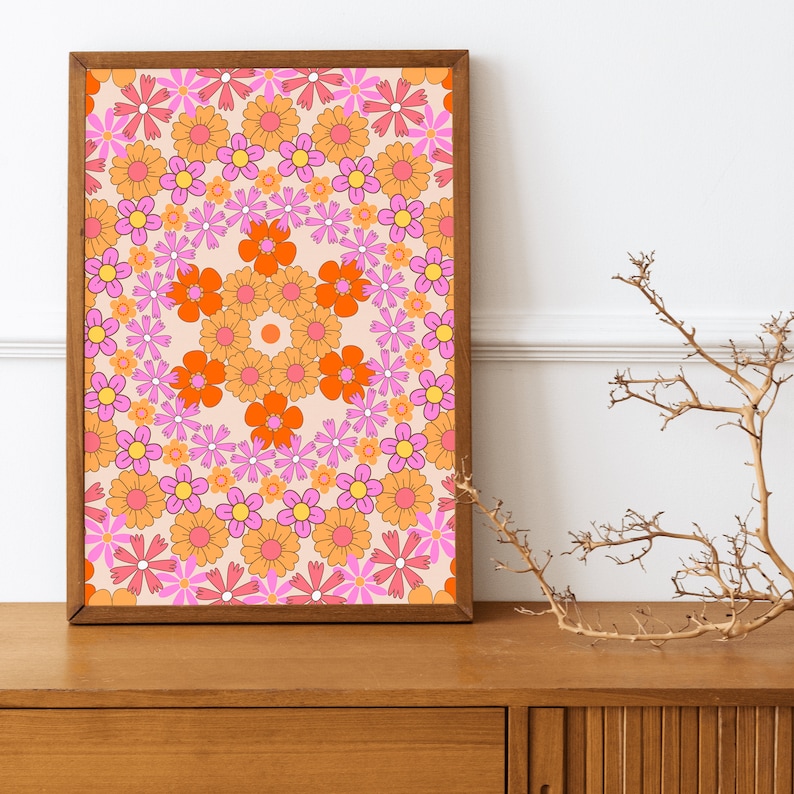 70s Decor 70s Floral Pattern Print Retro Home Decor Hippie - Etsy