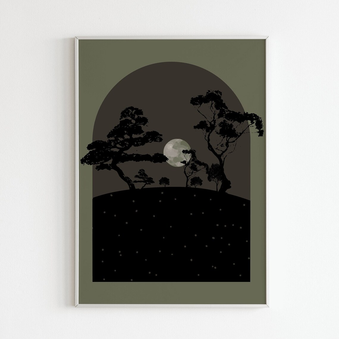 Abstract Moon Wall Art, Night Sky Poster, Printable Celestial Art, Boho ...