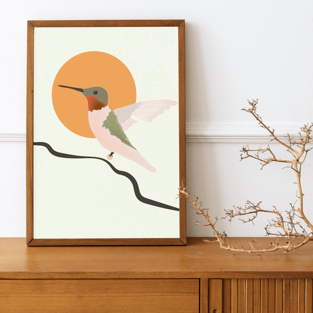 Hummingbird Print, Bird Print, Hummingbird Wall Art, Minimalist ...