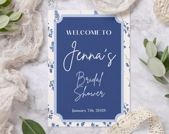 Blue & White Chinoiserie Welcome Sign Bridal Shower Decor - Etsy