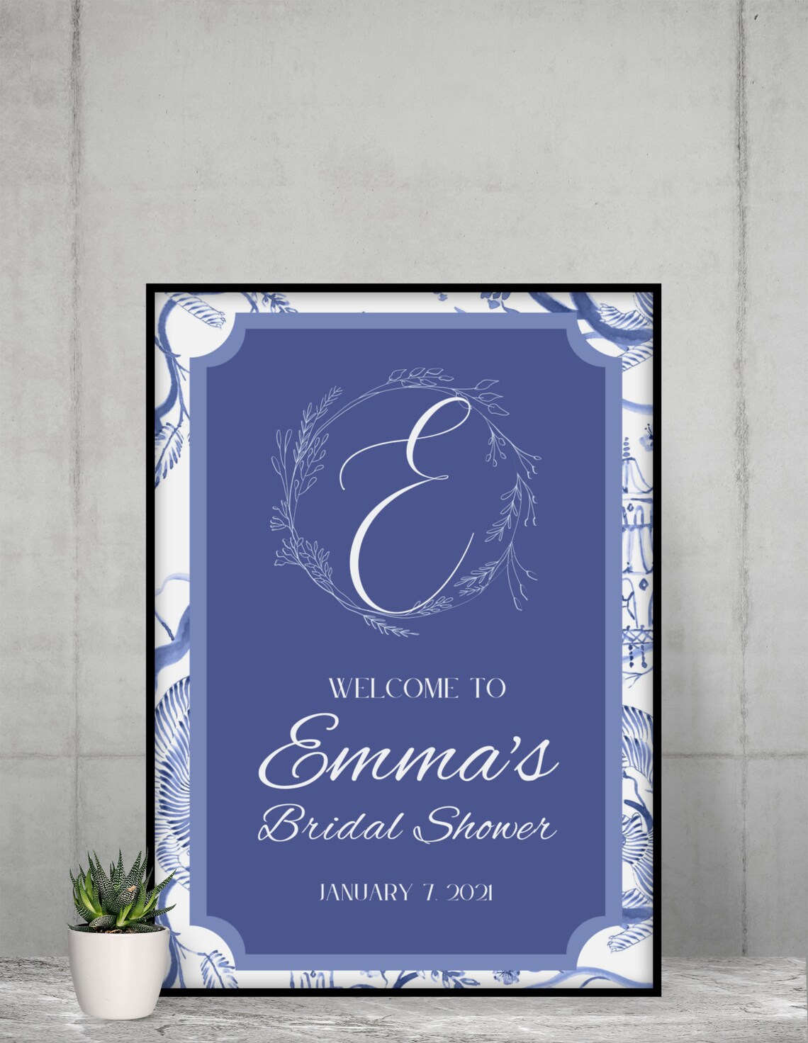 Blue & White Chinoiserie Welcome Sign Bridal Shower Decor - Etsy