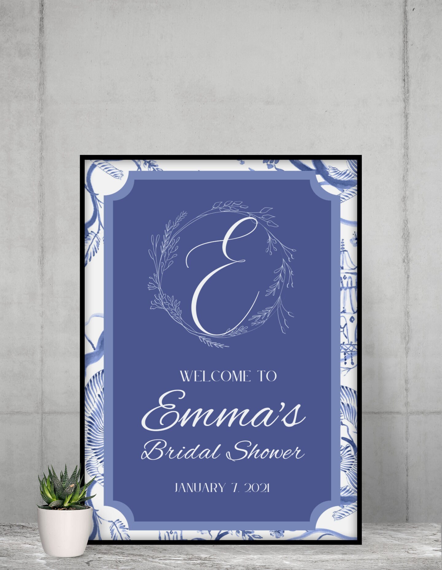 Blue & White Chinoiserie Welcome Sign Bridal Shower Decor EDITABLE ...