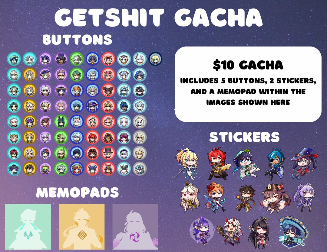 Genshin Impact Gacha Bag Blind Box With Buttons Stickers and Memopad - Etsy