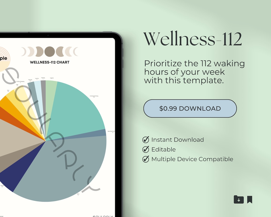 Prioritize Your Week With a 112-hour Pie Chart Instant Digital Download ...