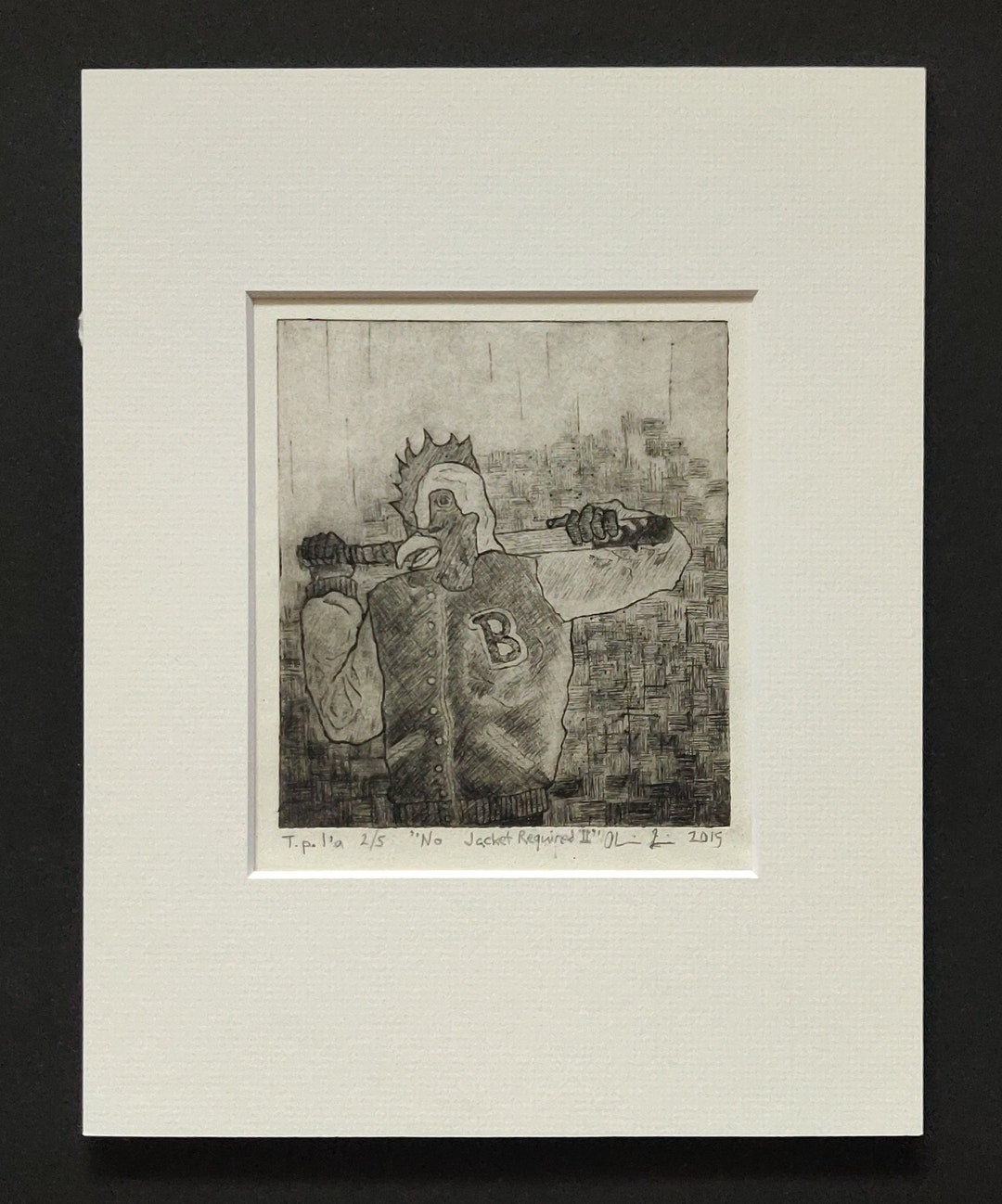 Hotline Miami Jacket Grayscale Rooster 80s Nostalgia Drypoint Print ...