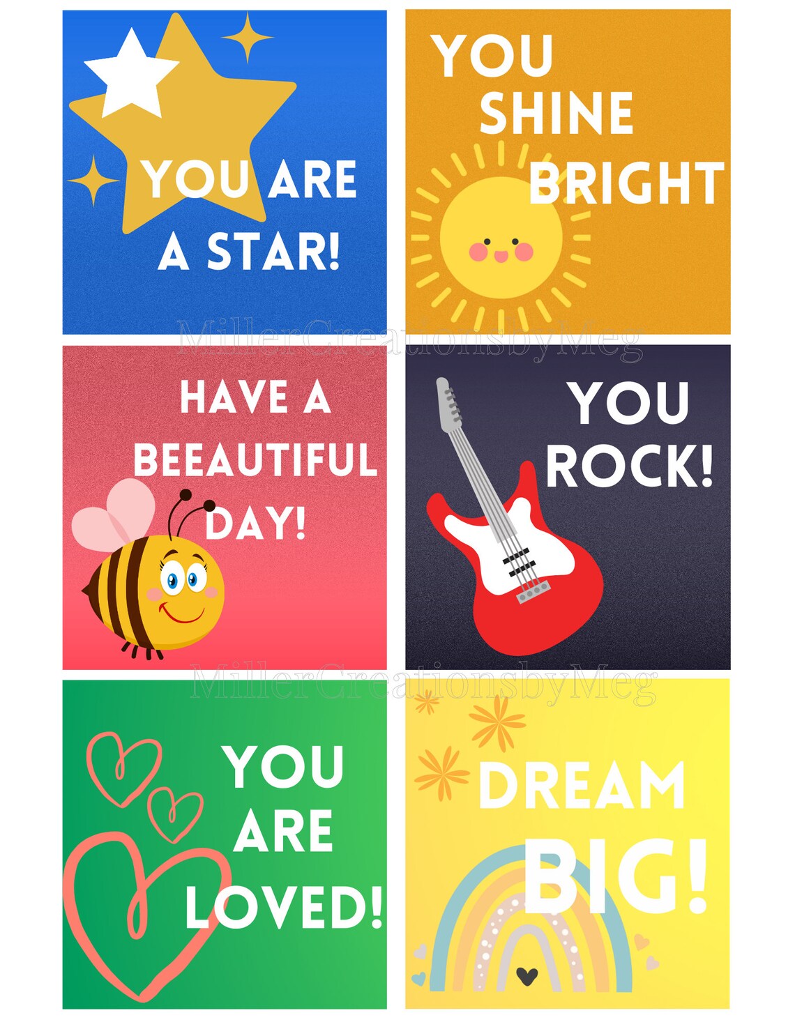 Inspirational Kids Lunch Box Cards Printable 8.5x11 Pages - Etsy