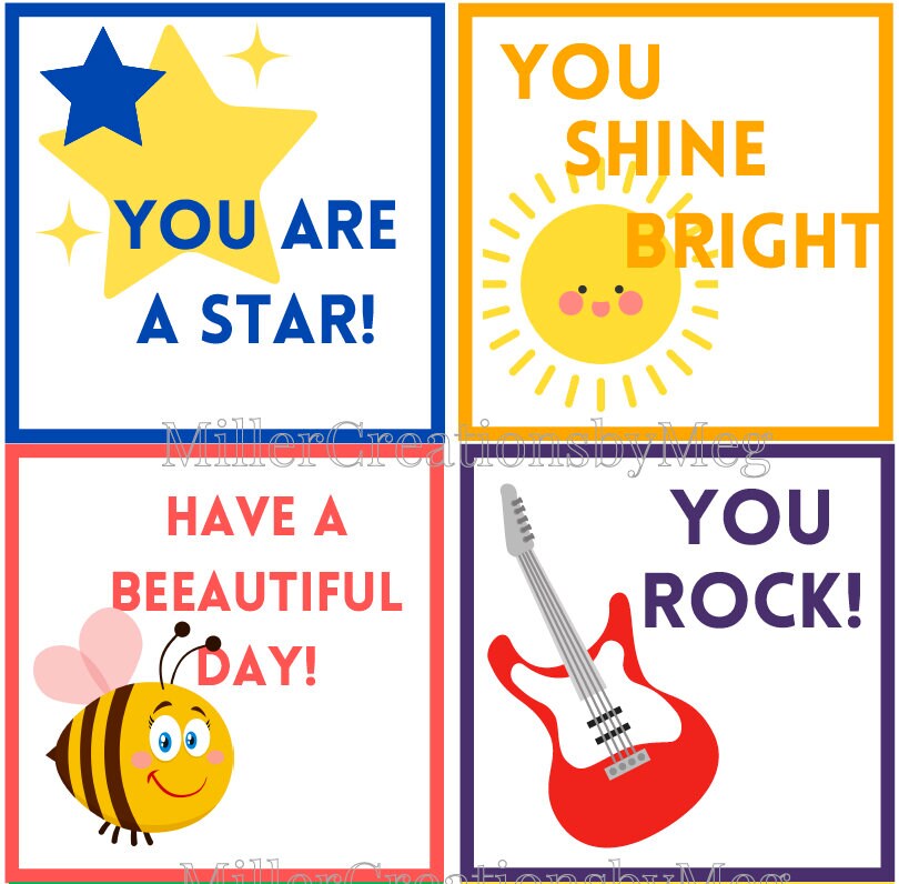Inspirational Kids Lunch Box Cards - Printable - 8.5"x11" Pages - Etsy