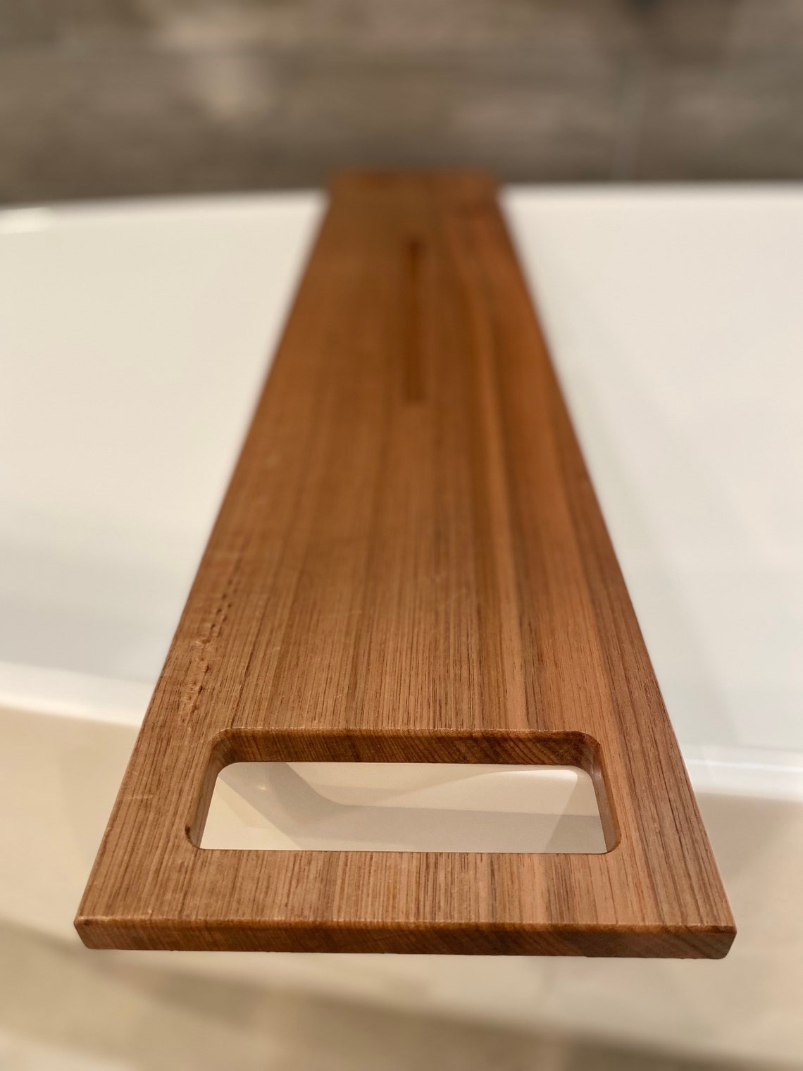 Tasmanian Oak Bath Caddy: Handmade Wooden Bath Tray With Towel Rack ...