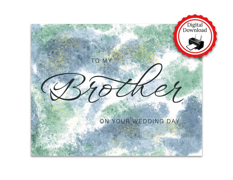 Printable Brother Getting Married, Wedding or Bridal Greeting Card for ...