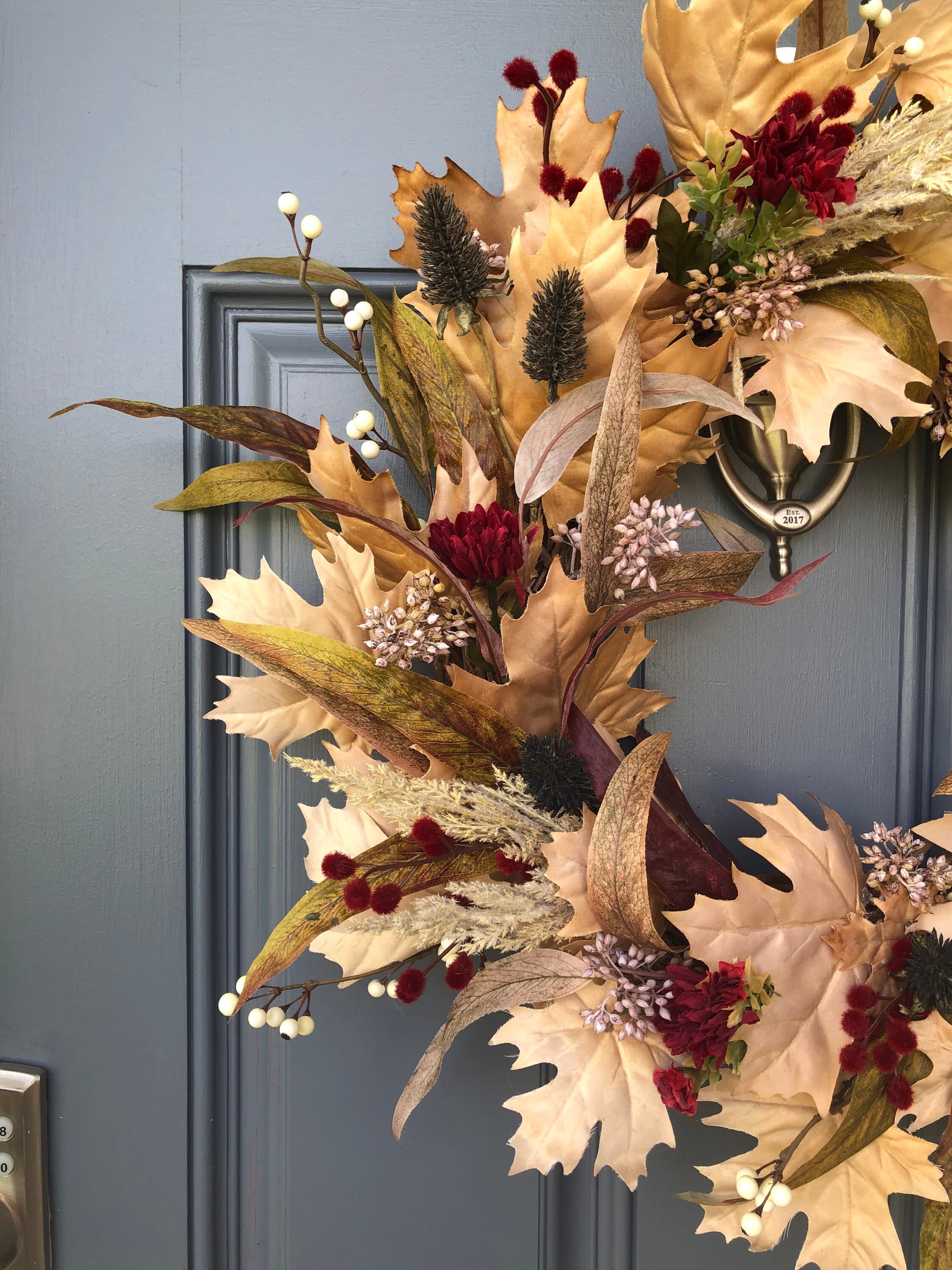 Fall Boho Beige Maple Leaf Front Door Wreath Autumn Realistic - Etsy