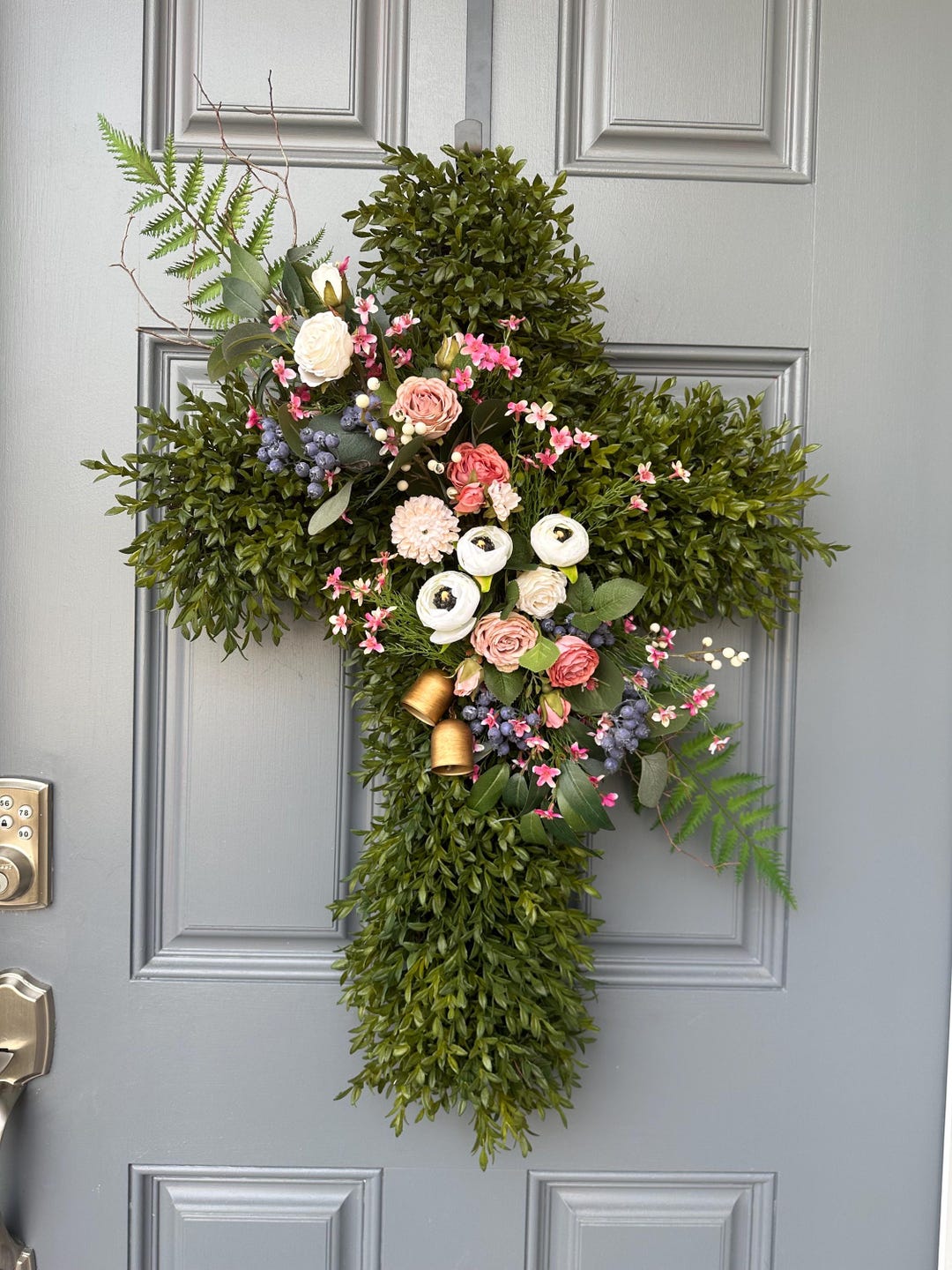 Cross Wreath | Religious Wreath | Christian Gift | Easter Cross Wall Decor | Sympathy Gift ...