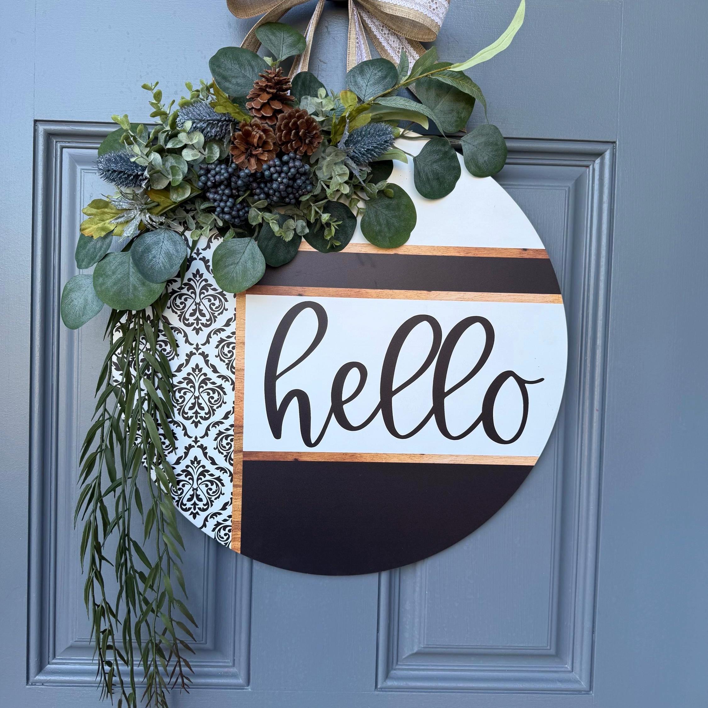 Front Door Decor, Wooden Door Sign, Everyday Door Sign With Black ...