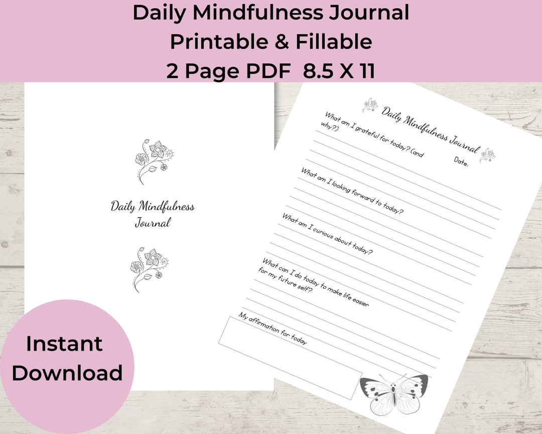 Daily Mindfulness Journal Printable and Digital ｜gratitude ｜self Love ...