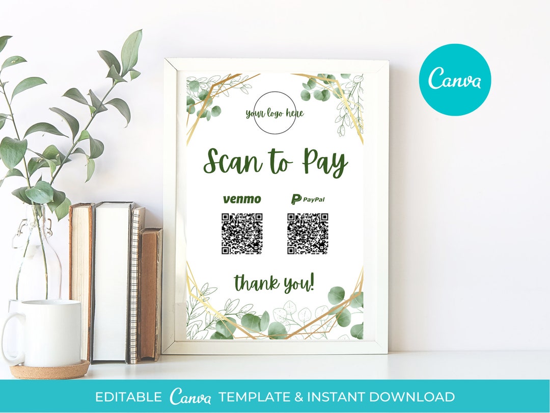 Venmo Sign, Customizable Canva Template | Scan to Pay | Paypal Sign ...