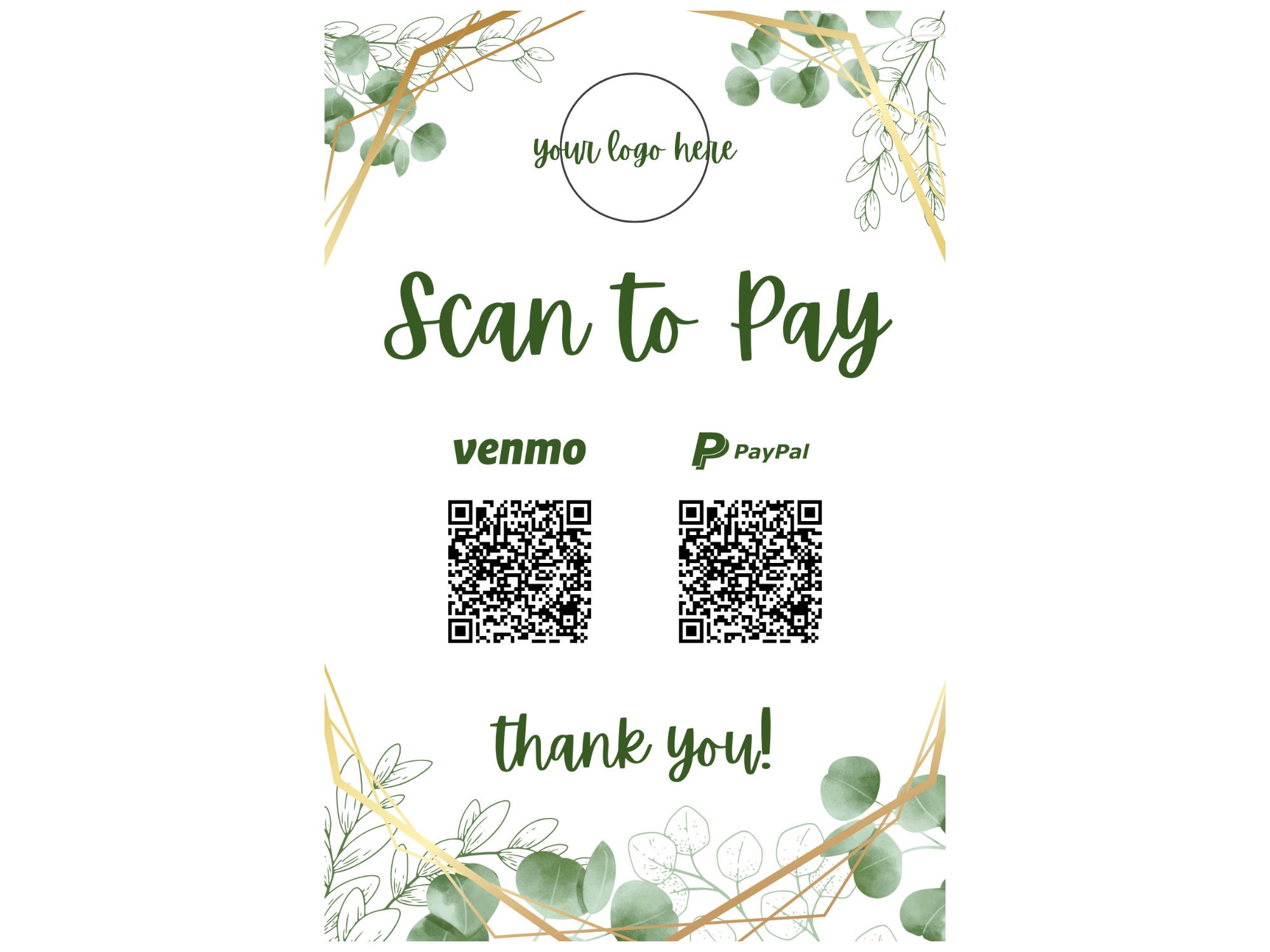 Venmo Sign, Customizable Canva Template | Scan to Pay | Paypal Sign ...