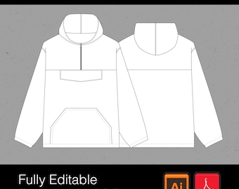 Boxy Windbreaker Jacket Vector Mockup: Streetwear Tech Pack (digital ...