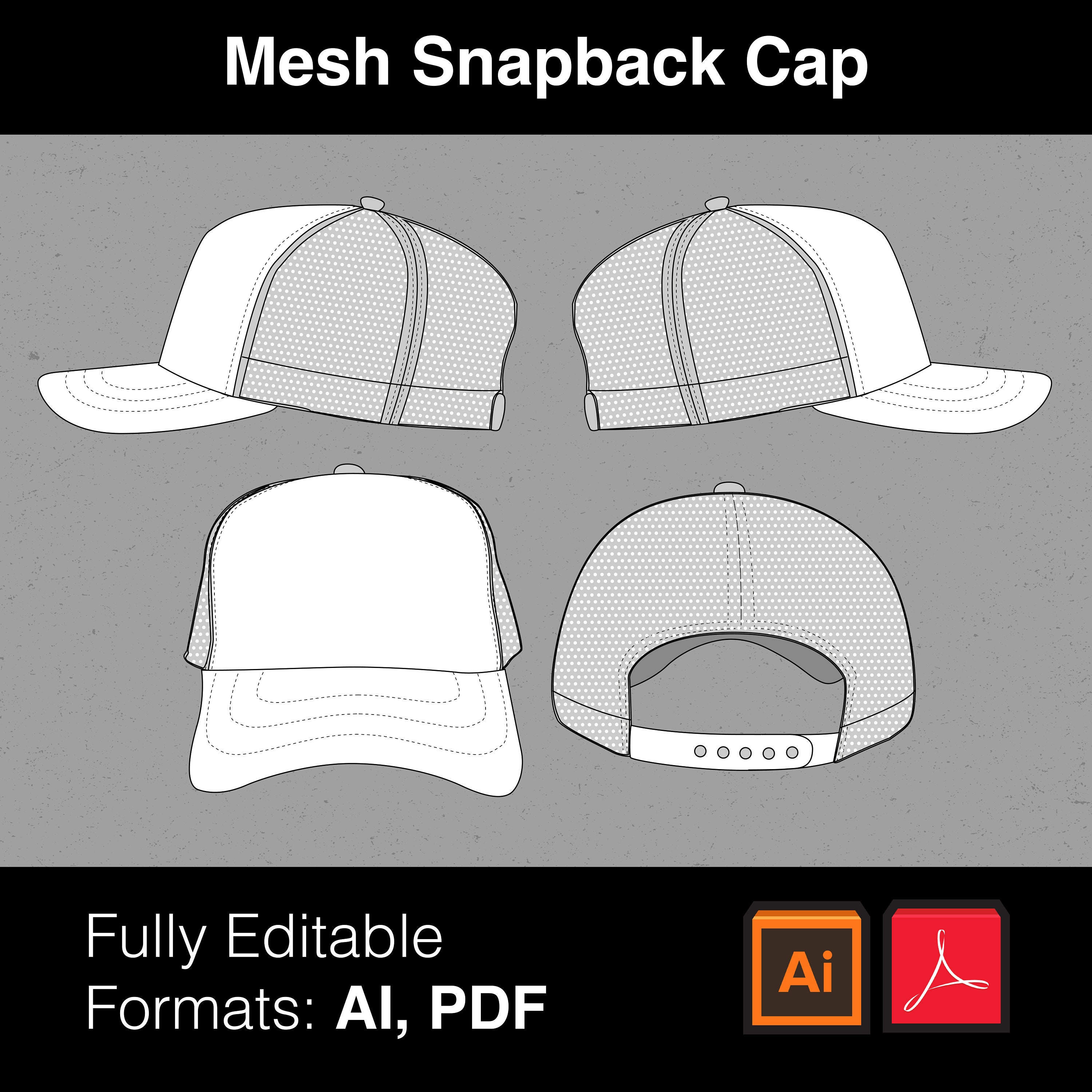 Mesh Snapback Cap Tech Pack Fashion - Etsy