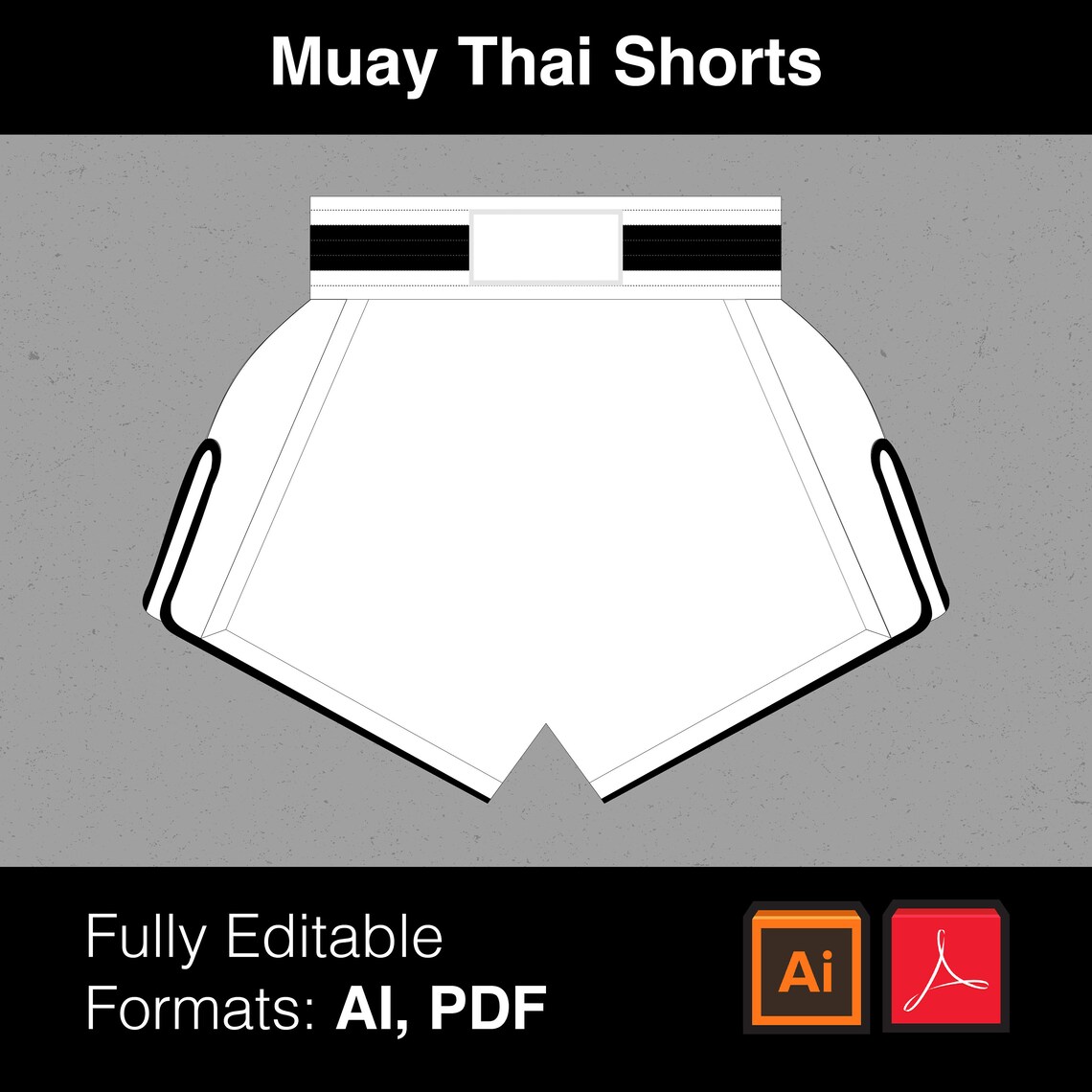 Muay Thai Shorts Vector Flat CAD | Streetwear Mockup Template ...
