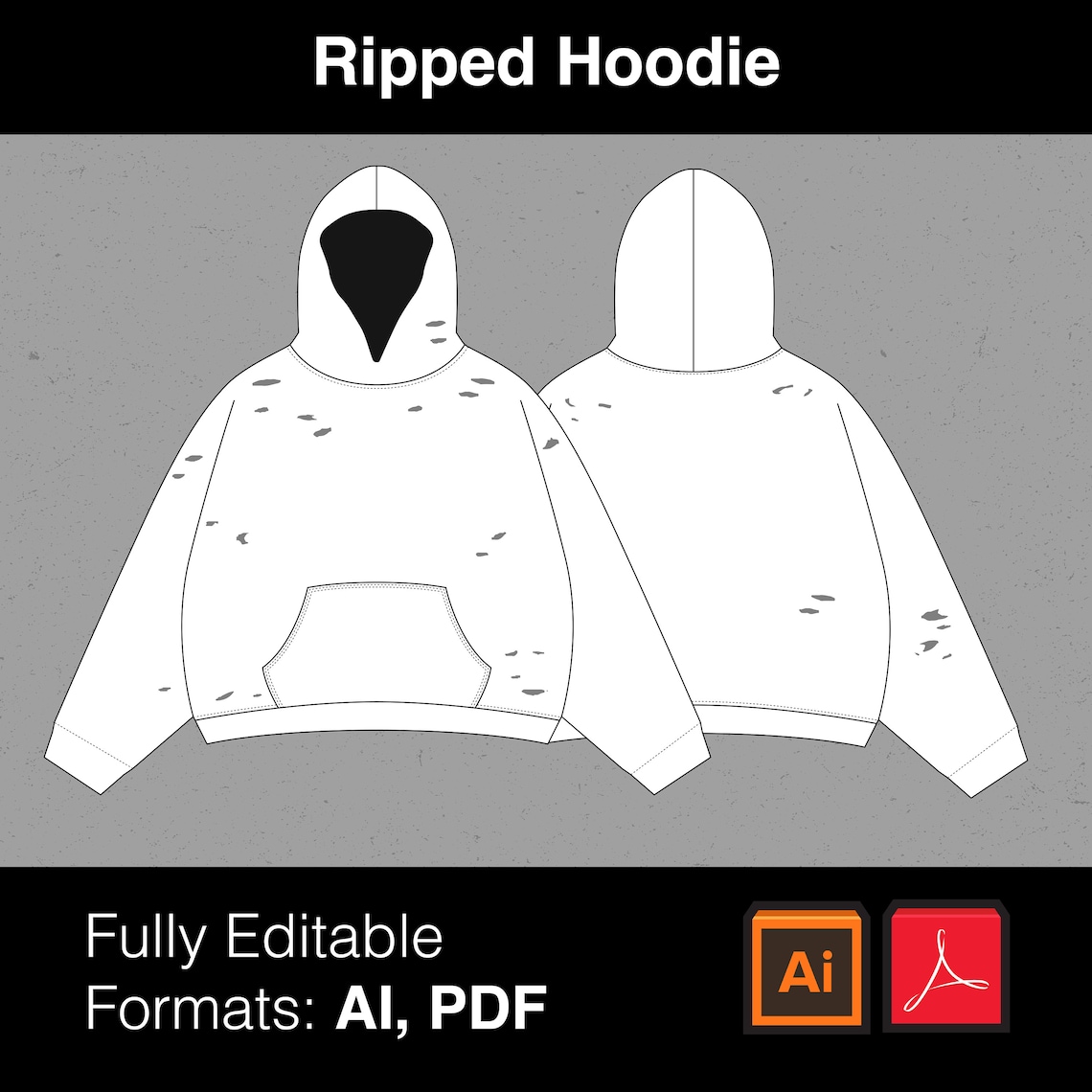 Ripped Hoodie Tech Pack Fashion - Etsy