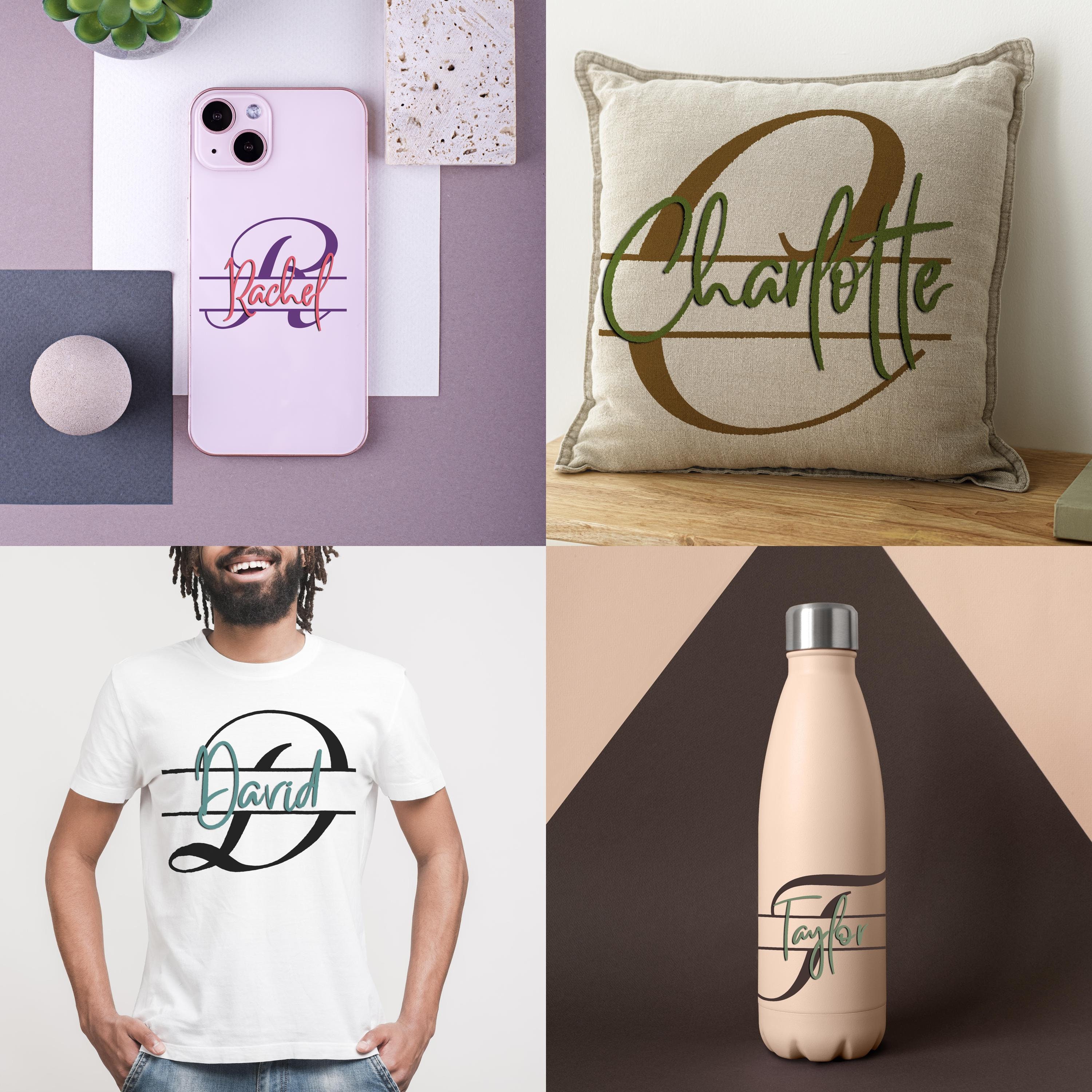 Script Monogram Alphabet With Horizontal Split Set Digital - Etsy